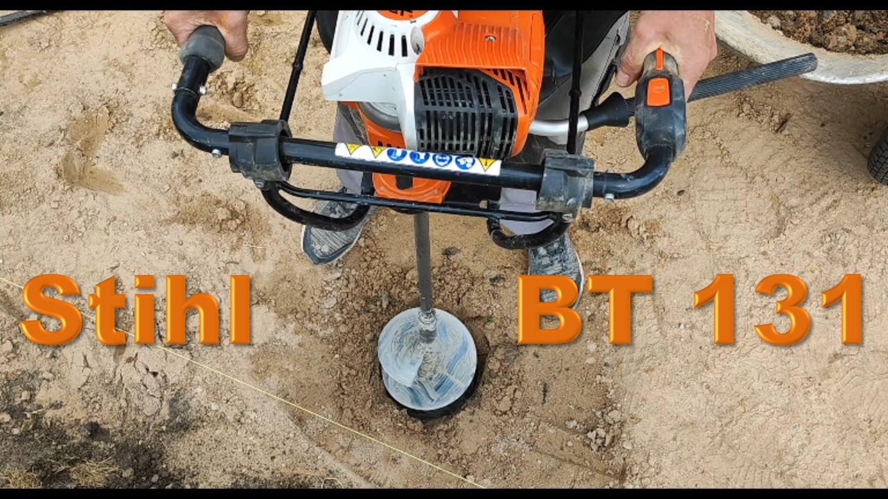 Stihl BT 131 petrol auger with one and two extensions in action - YouTube