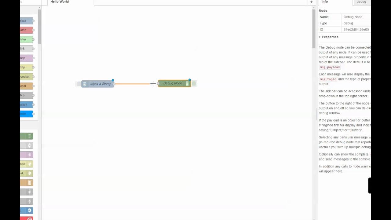 Node Red Flow1 HelloWorld - YouTube