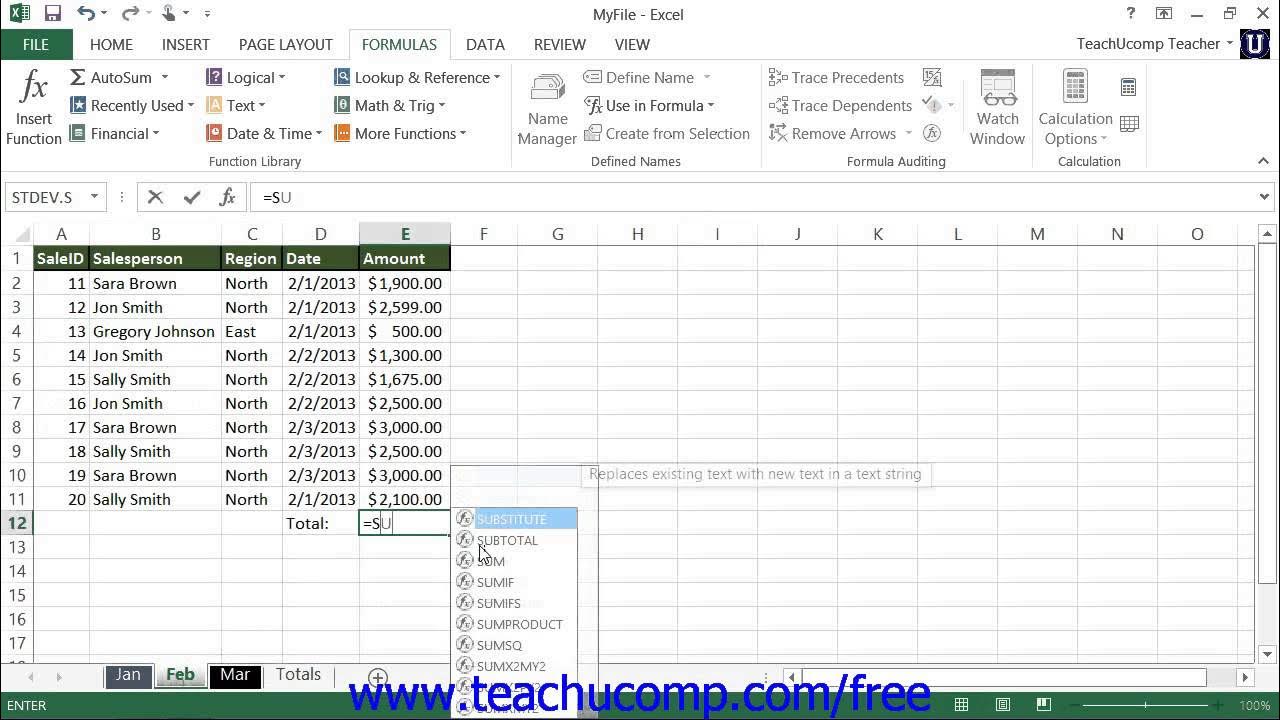 Excel 2013 Tutorial Using Named Ranges in Formulas Microsoft Training Lesson 13.4 - YouTube