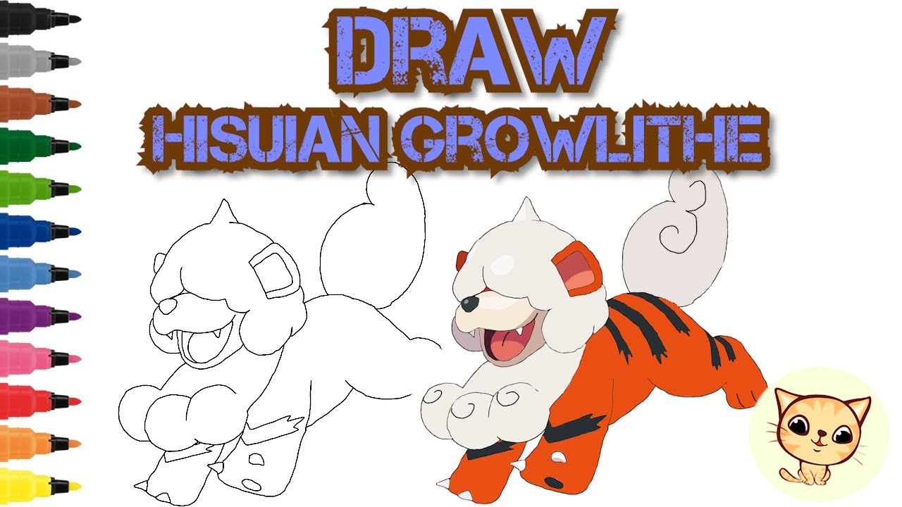 How To Draw Pokemon Hisuian Growlithe - YouTube