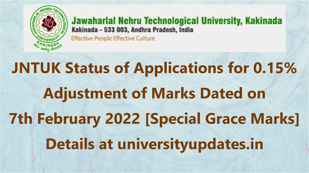 JNTUK Status of Applications for 0.15% Adjustment of Marks Dated on 7th ...