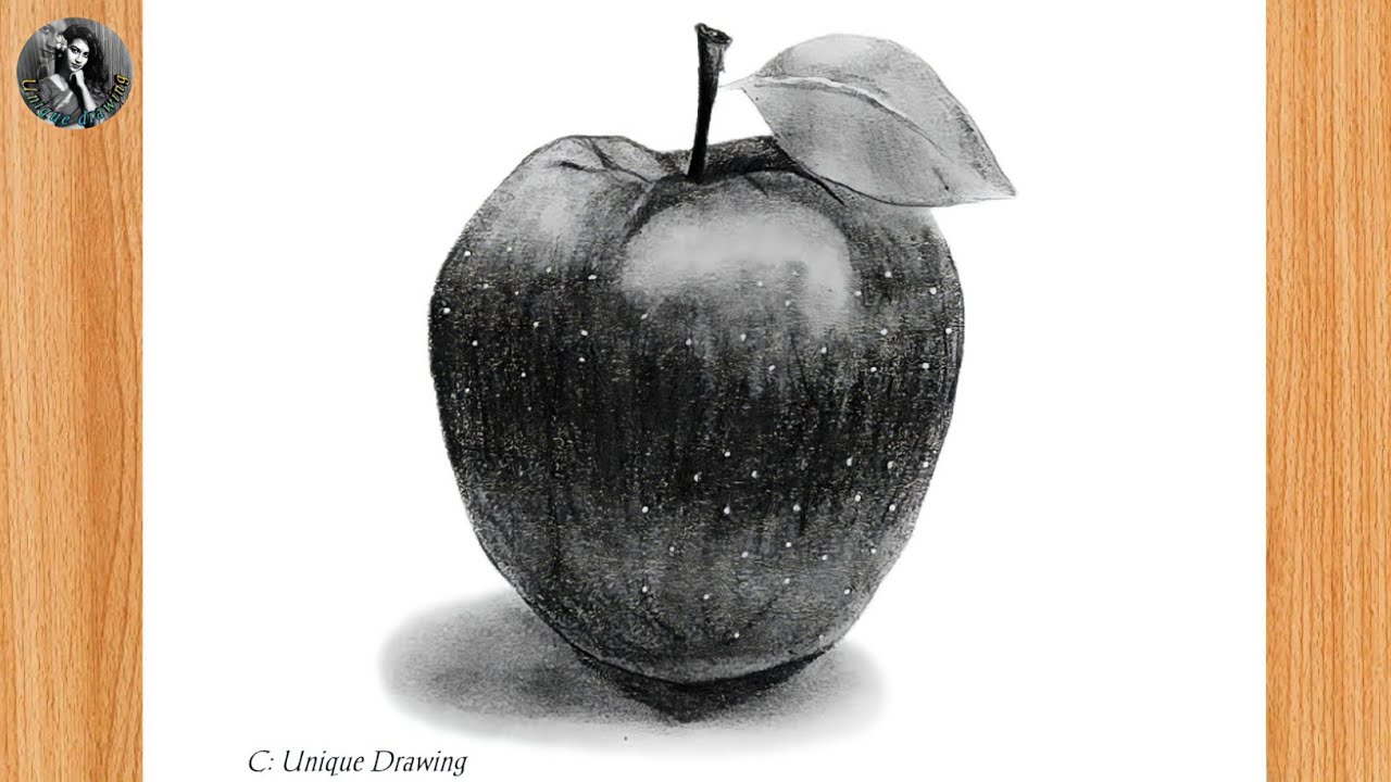 Drawing tutorial-How to draw an apple-pencilsketch. How to draw fruit ...