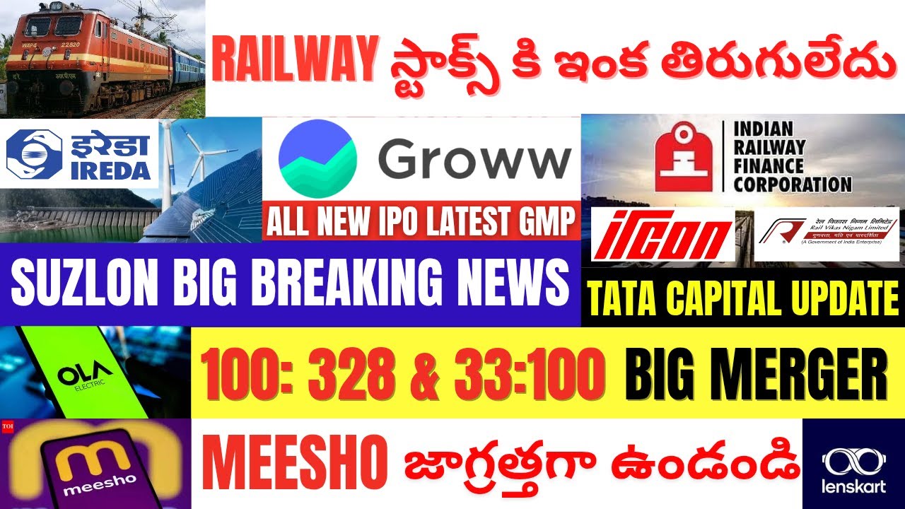 Railway Sector లో Big Rally🔥 Groww • Suzlon • OLA • RVNL • Meesho ...