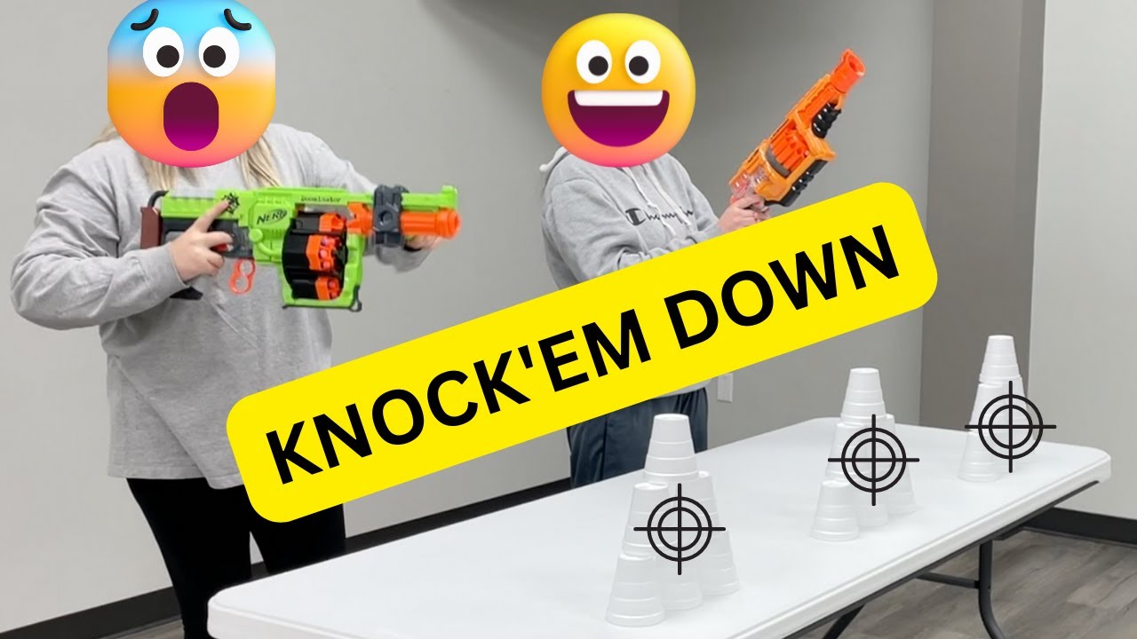Youth Nerf Night Game: Knock'em Down - YouTube