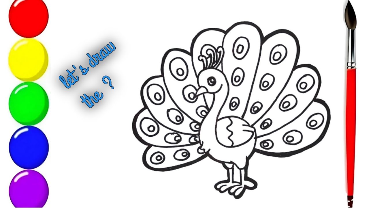 how to draw peacock | mor ki drawing | peacock colour drawing - YouTube