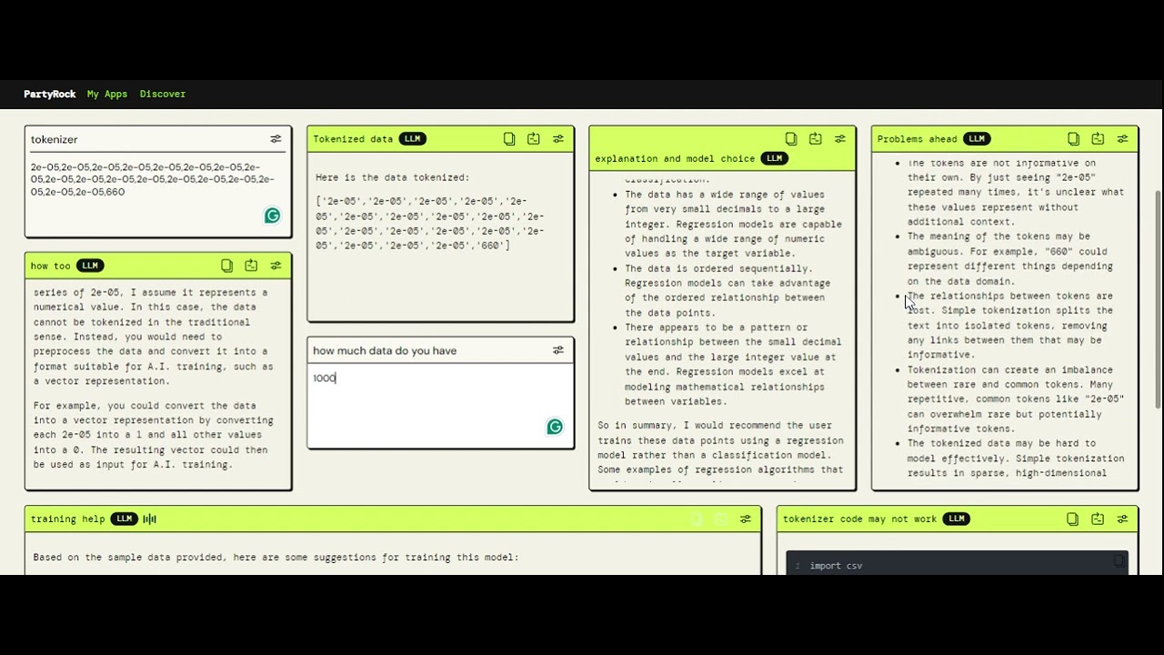 Help me Tokenize my training data AWS PartyRock application - YouTube