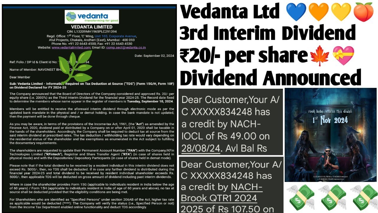 Vedanta Ltd 3rd Interim Dividend distribution💰 FY 25 | ₹20/- Per Share ...