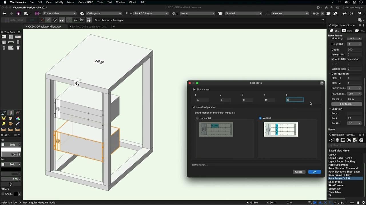 Vectorworks 2024 - ConnectCAD 3D Rack Workflow Panel Visualization - YouTube