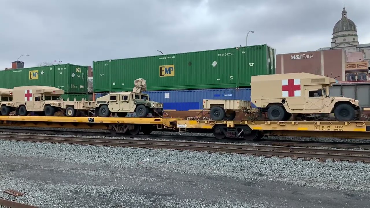 US Army Military Train Led By Norfolk Southern Altoona, PA 4/3/22 - YouTube