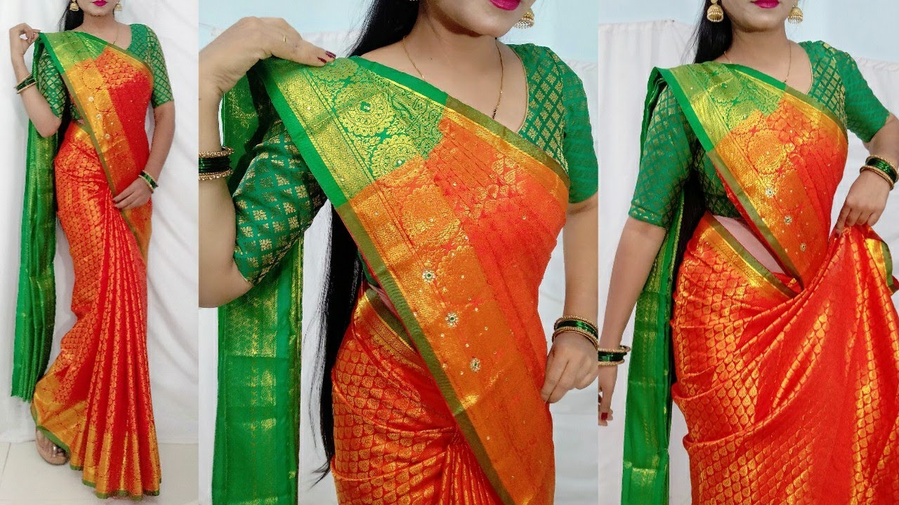 How to Wear Stone Work Saree perfectly/Stone work saree wearing ...