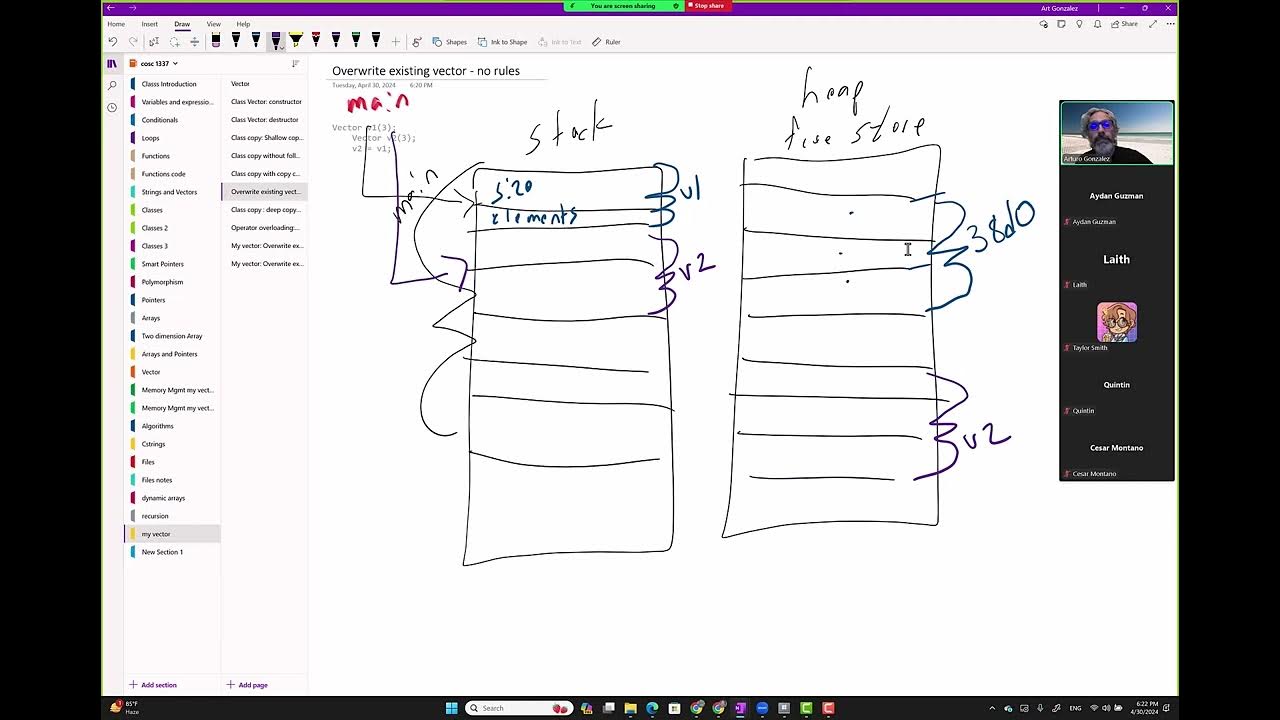 043024 COSC 1337 C++ Class Memory Mgmt: Intro Copy Assignment - YouTube