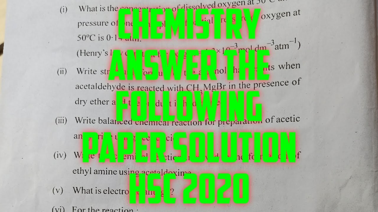 Chemistry HSC Paper Solution 2020 Answer The Following HSC chemistry-hsc-paper-solution-2020-answer-the-following-hsc