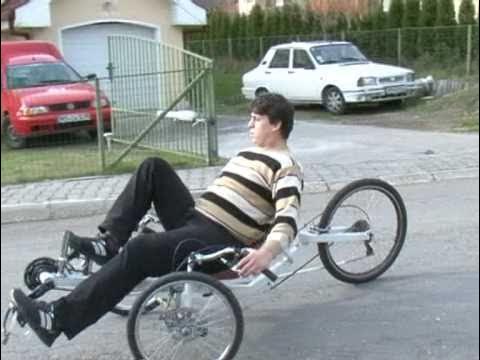 Handmade recumbent trike (final version, foldable) - YouTube