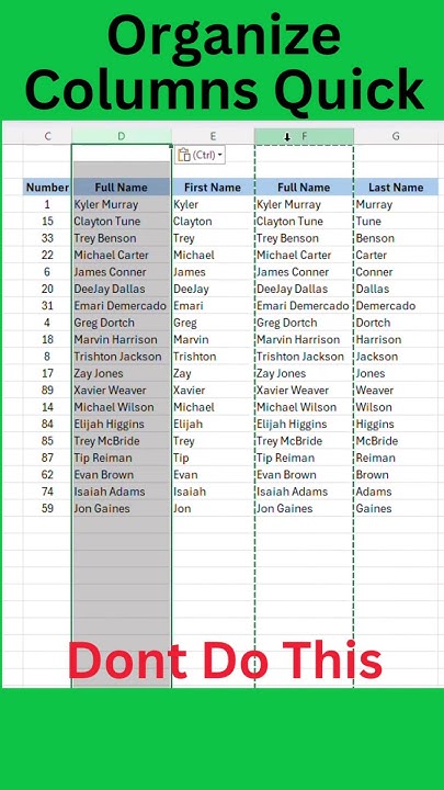 Excel Tip: Organize Columns Quickly #excel #excelshortcuts #spreadsheetmagic #exceltips # ...