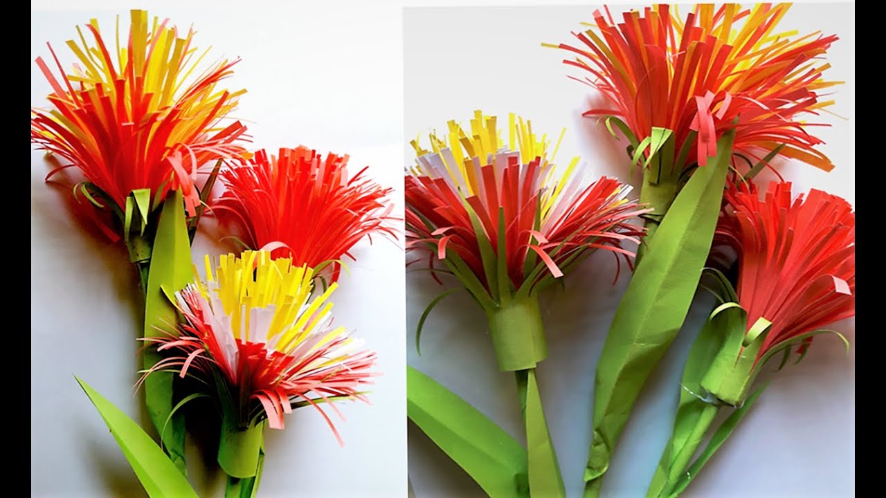 HOW TO MAKE PAPER FALOWER WITH COLOUR PAPER Making Paper Flowers Step ...