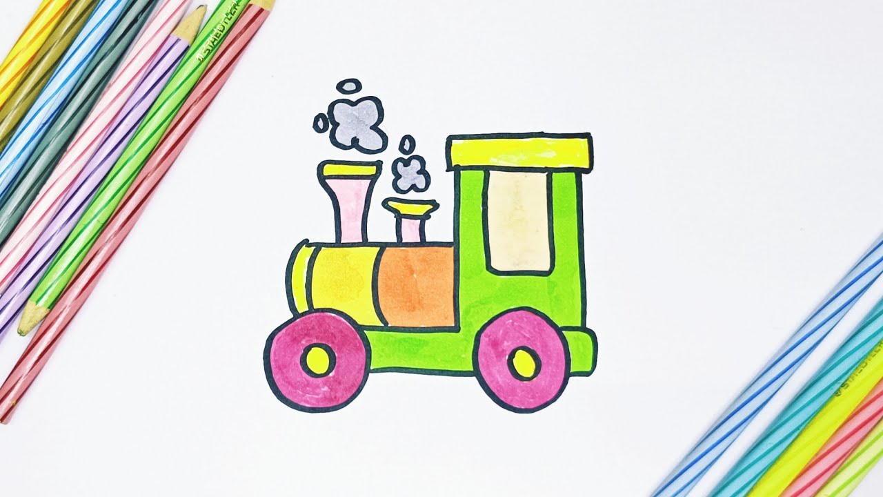 how to draw engine 😍||easy drawing for kids🤩//colouringfor kids🤩 - YouTube