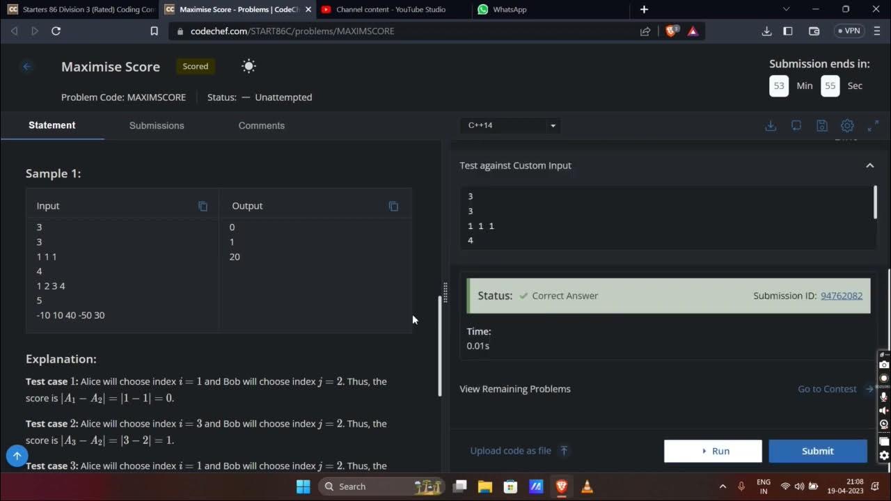|| MAXIMISE SCORE || CODECHEF SOLUTION || STARTER 86 || #trending #coding #_foryou #_shorts #C++ ...