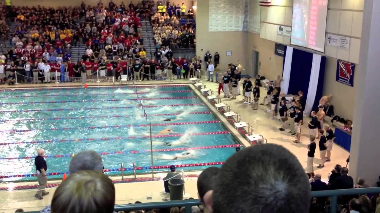 2012 Iowa High School Men's State Swimming Meet - 100 Fly - YouTube