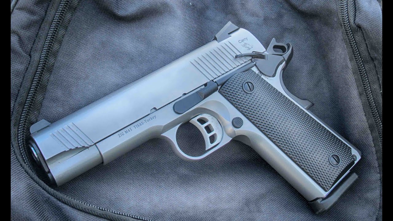 Tisas Stainless Steel Carry 1911 Pistol at the range - YouTube