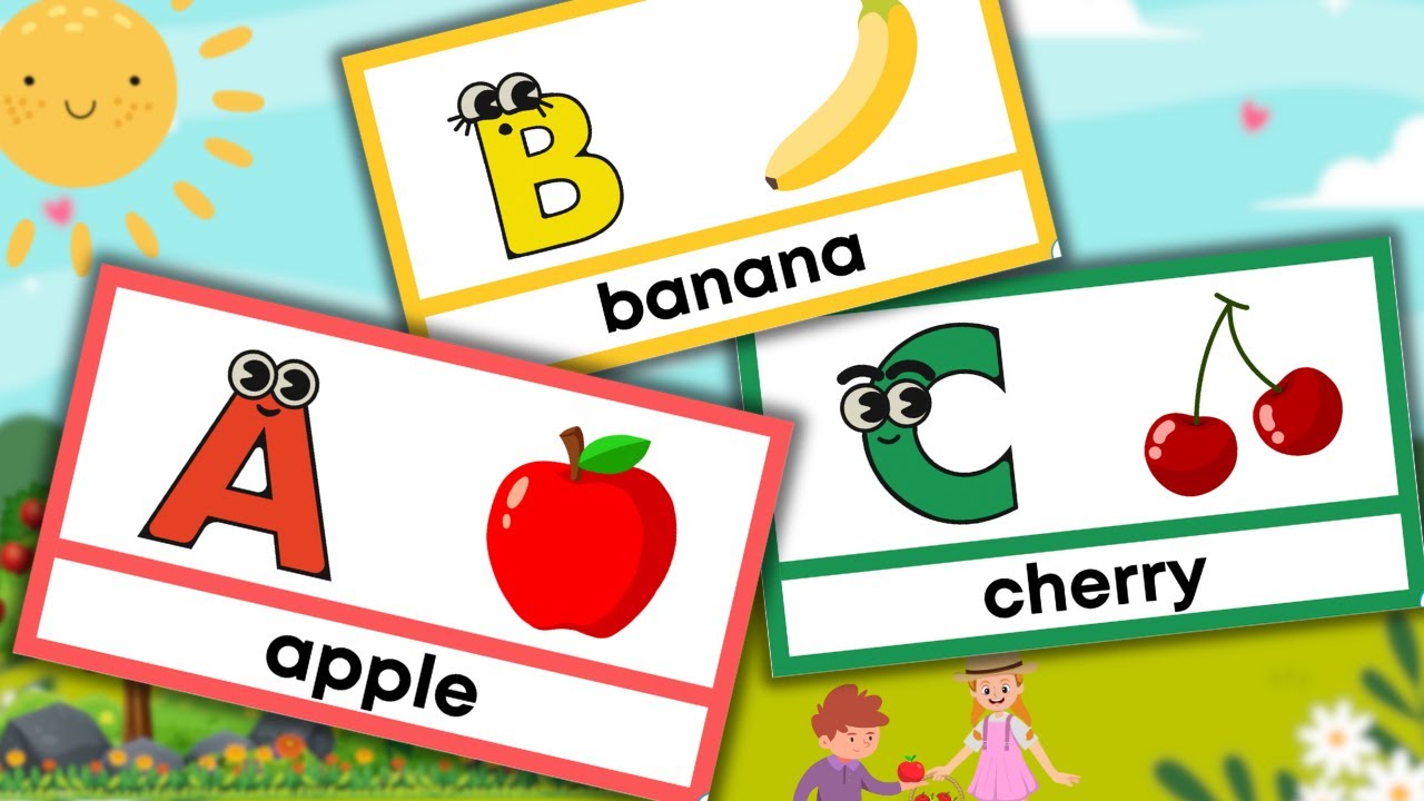 FRUITS NAME for Toddlers | ABC Alphabet ABCD Flashcards First Words for ...