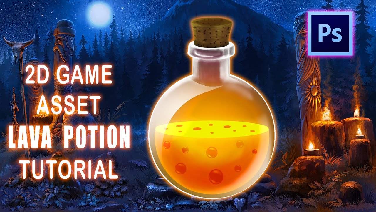 Lava Potion Game Assets Photoshop Tutorial | Digital Painting | Digital ...