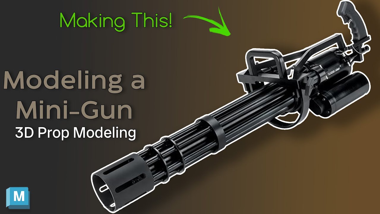 🔴 LIVE - 3D Prop Modeling | Modeling a Mini-Gun | Hard Surface Modeling ...