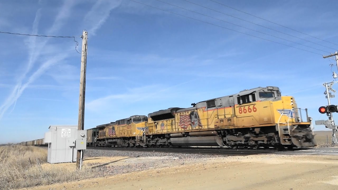 UP 8666 Leads Coal Train, Grand Mound, IA 3/11/25 - YouTube