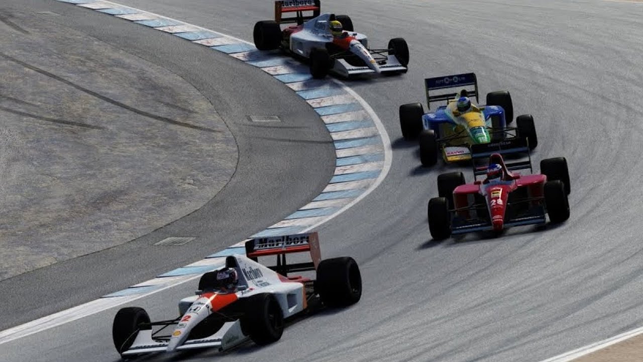 If Only 90s F1 Raced at Laguna Seca. Senna vs Mansell vs Schumacher vs ...