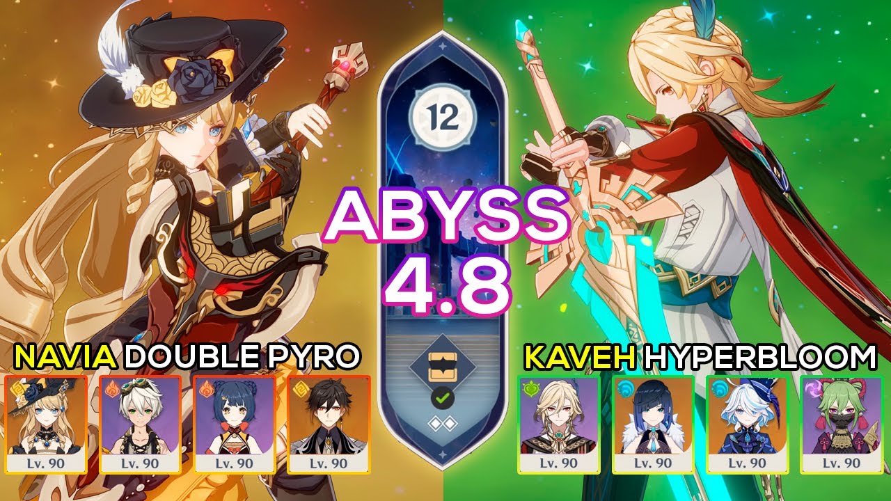 C0 Navia Double Pyro & C0 Kaveh Hyperbloom - Spiral Abyss 4.7/4.8 - Genshin Impact - YouTube