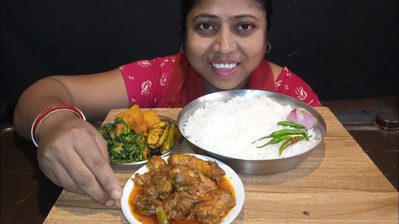 PANTA BHAT, VEGETABLE FRY, ALOO BAJA, POTOL BHAJA & CHICKEN CURRY ...