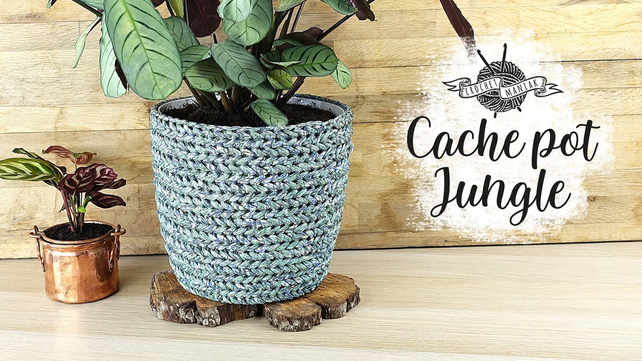 CACHET POT "Jungle" au crochet GAGNANT DU JEU CONCOURS - YouTube