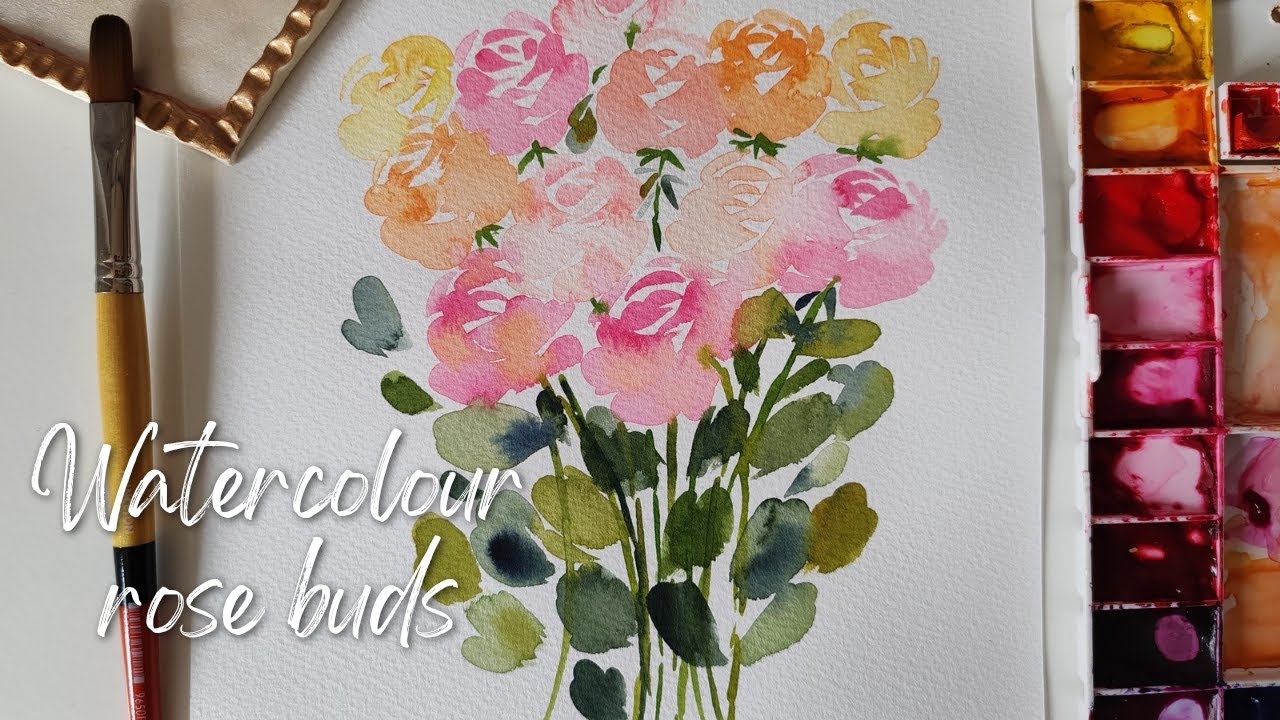 Watercolor loose rose buds. - YouTube
