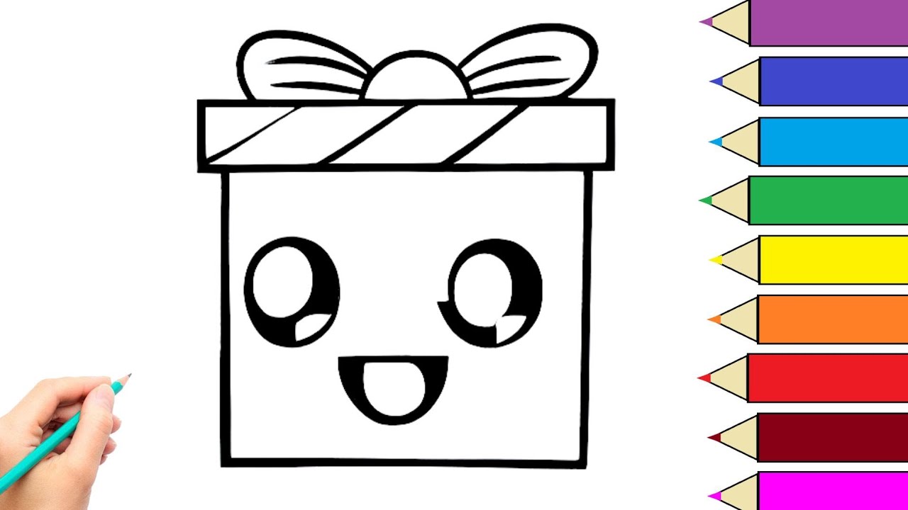 How to draw a cute present step by step - YouTube