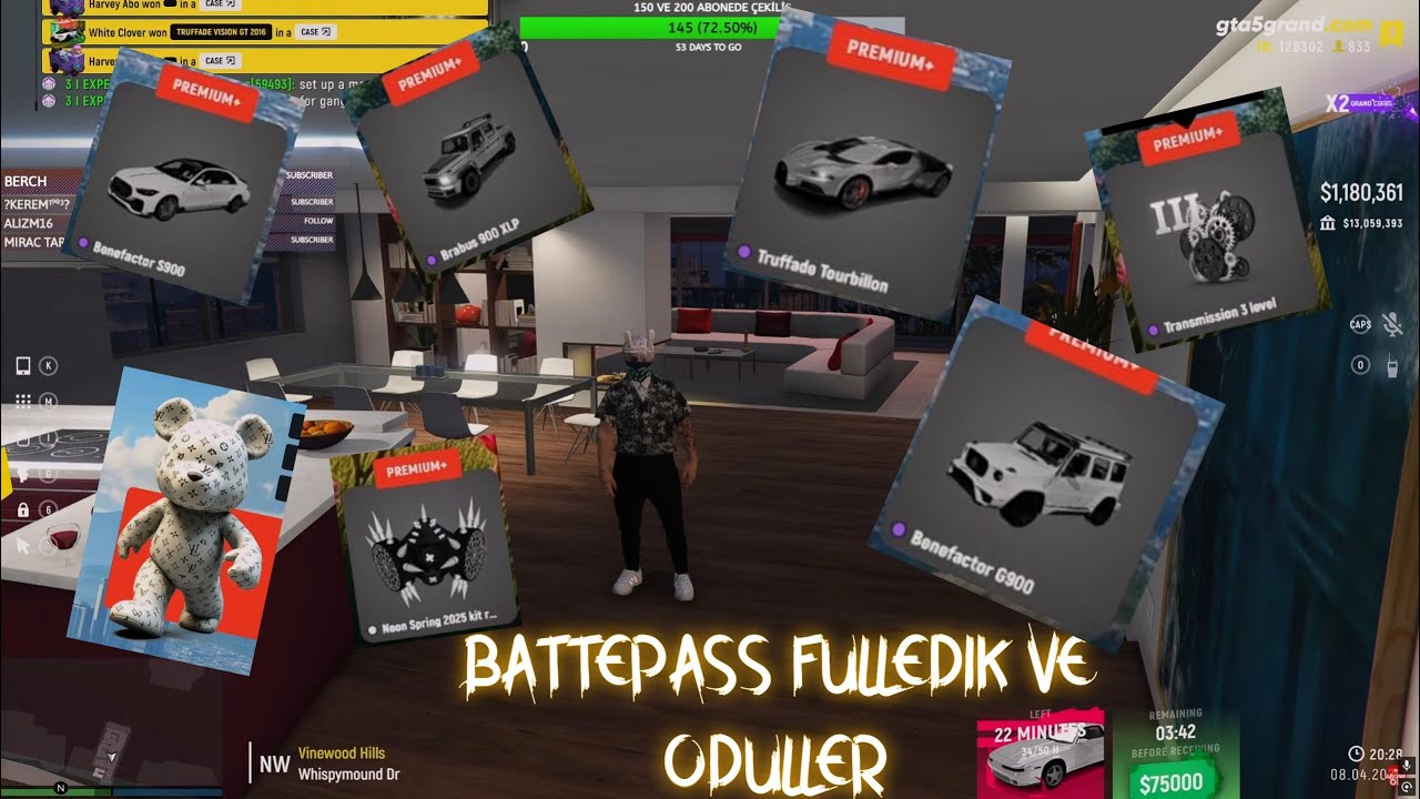GTA 5 GRAND RP BATTLE PASS BİTİRİS VE ÖDÜLLER - YouTube