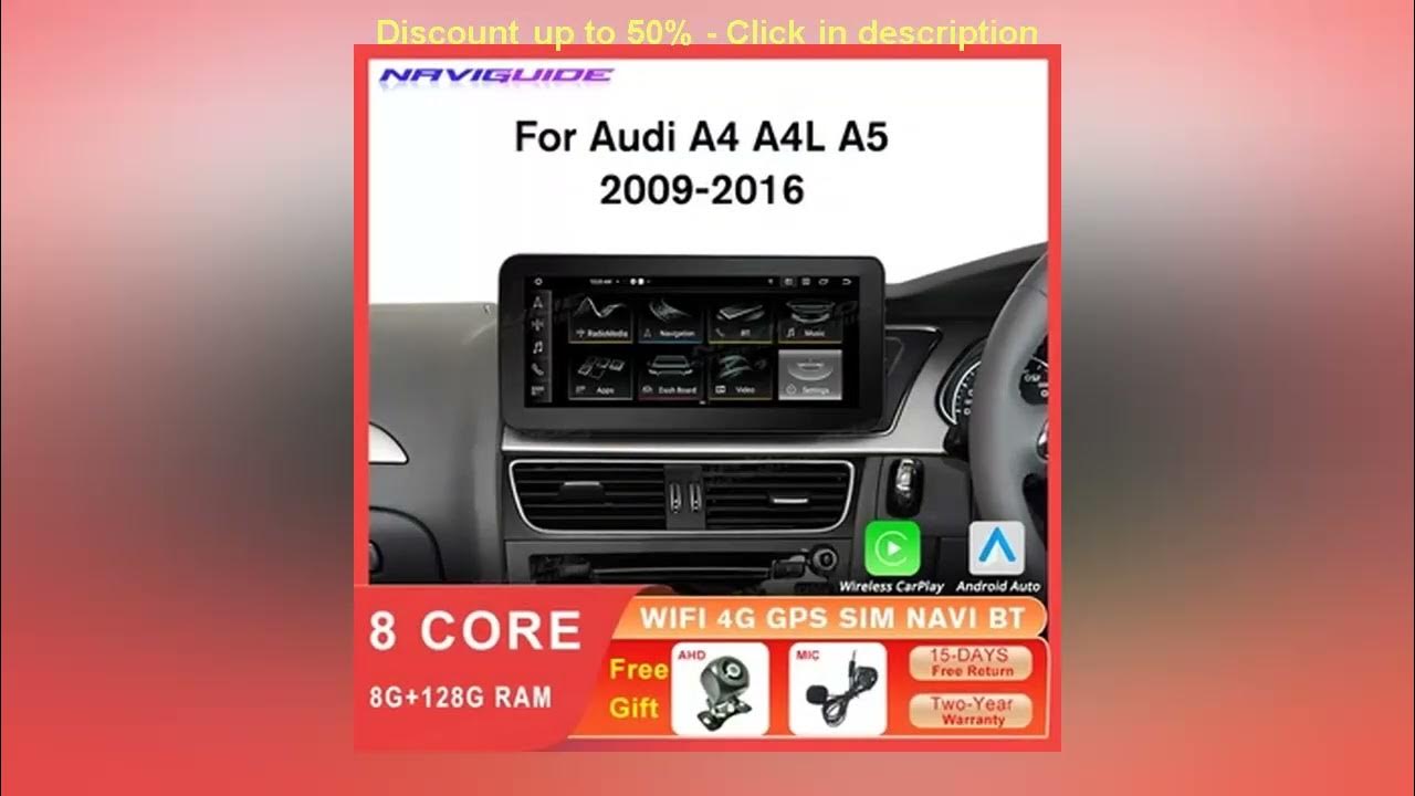 NAVIGUIDE 10.25INCH Android 12 For Audi A4 A4L A5 LHD RHD 2009-2016 Car Radio 8+128G Stere - YouTube