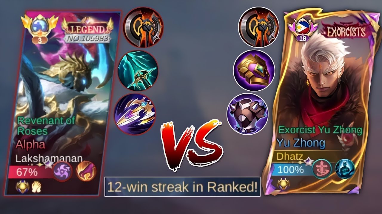 12 WIN STREAK! YU ZHONG VS ALPHA LEGEND SKIN REVENANT OF ROSES ...