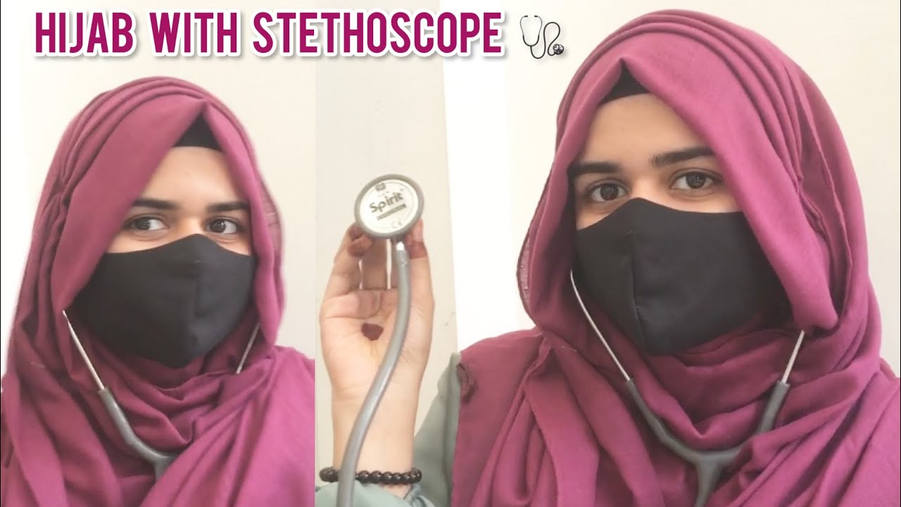 Hijab with stethoscope | hijab style for doctors| layered lawn hijab ...
