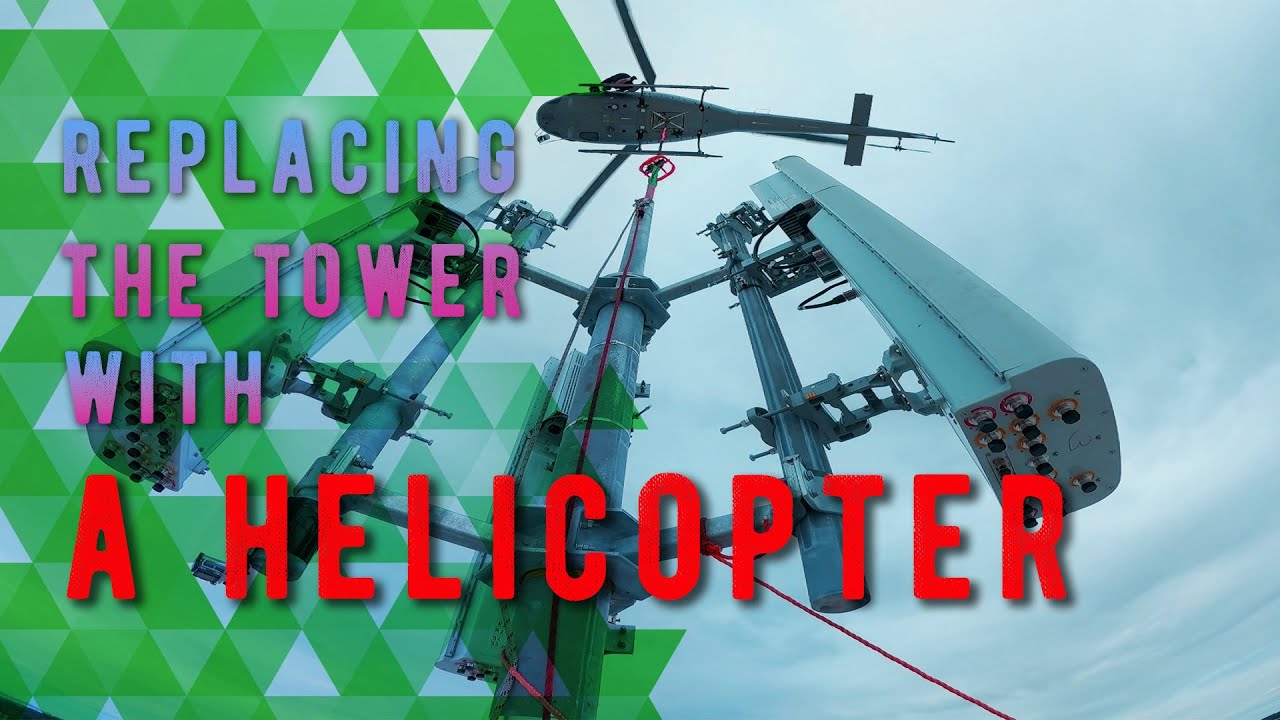 Working with a helicopter (Replacing the tower) - YouTube