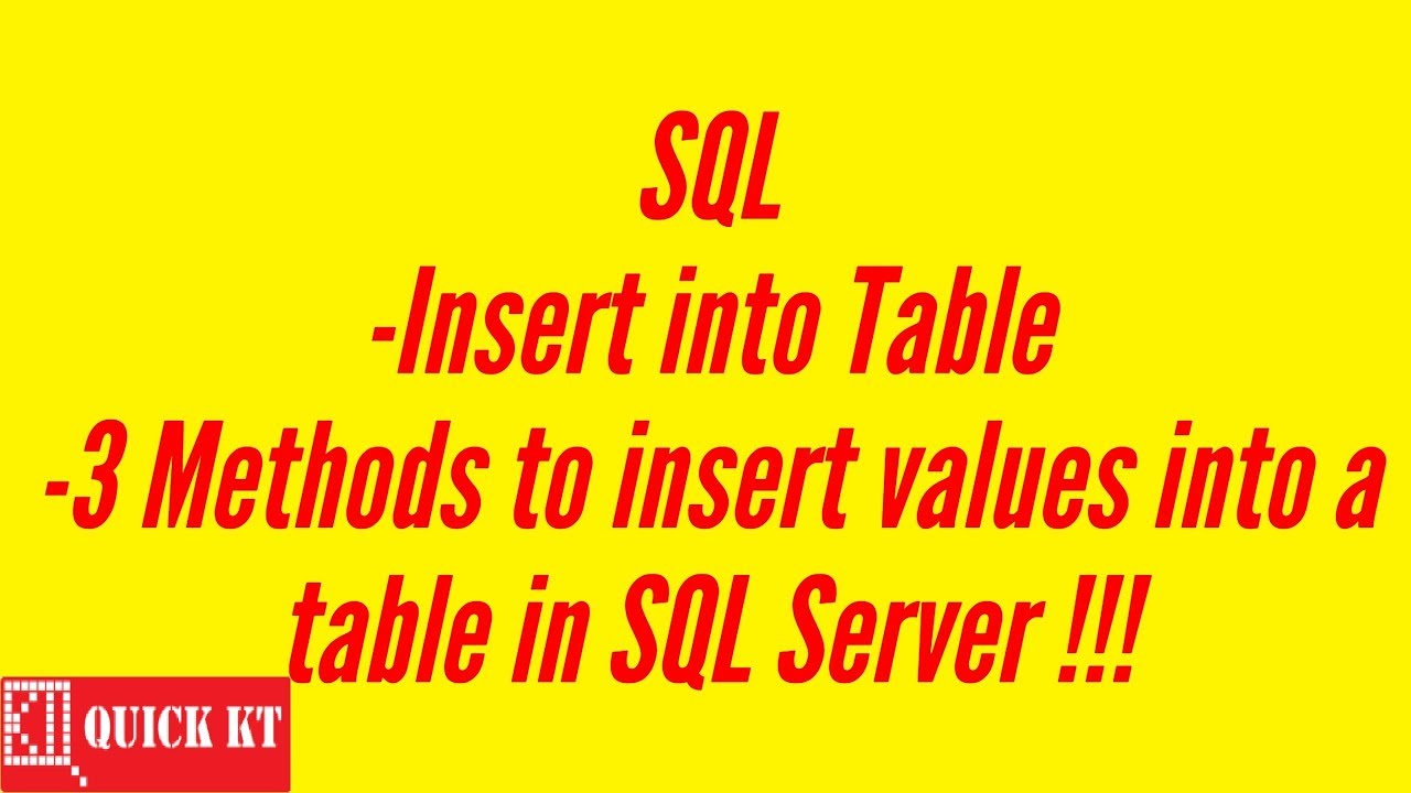 SQL Insert Into Table YouTube SQL Insert Into Table YouTube