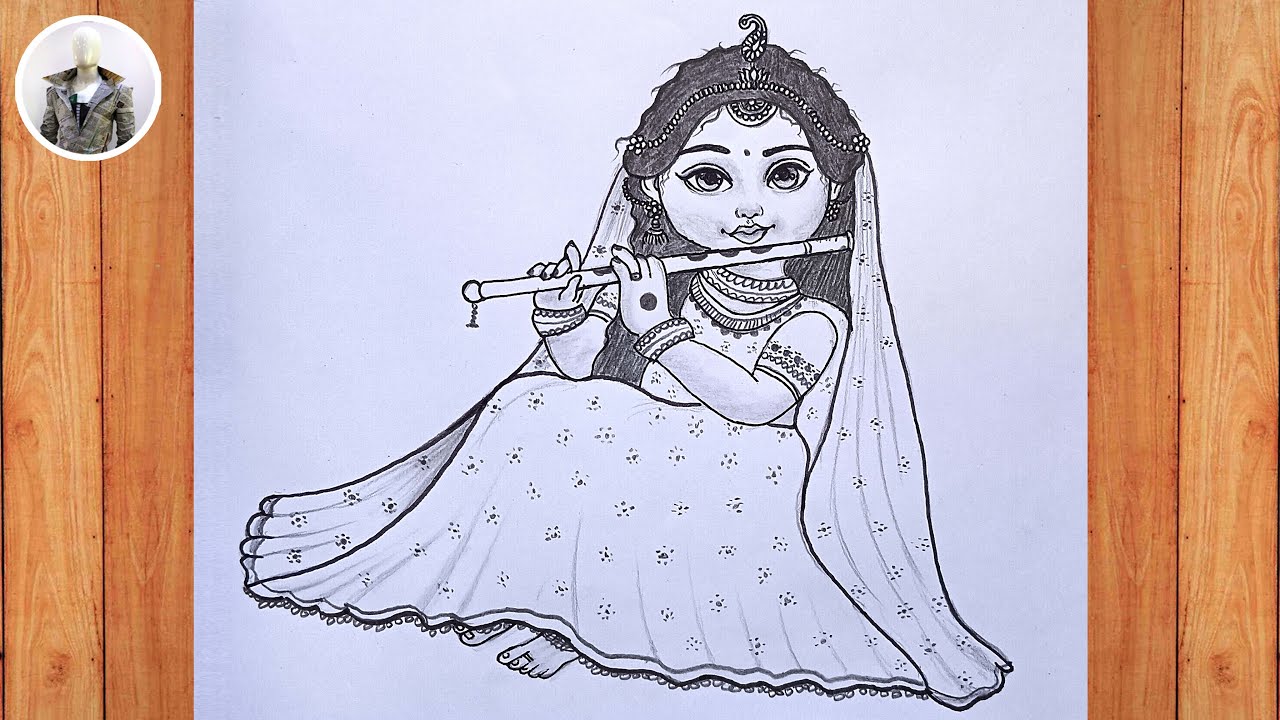 How to draw beautiful Radha | radharani full pose drawing | Artnjourney ...