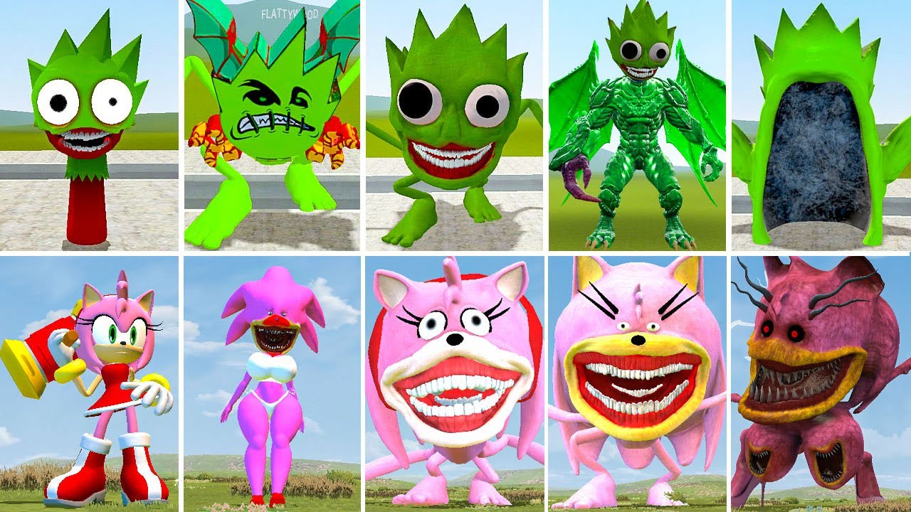 ALL NEW SONIC PINK VS AMY ROSE CURSED VS ALL SPRUNKI LIME VS SPRUNKI ...