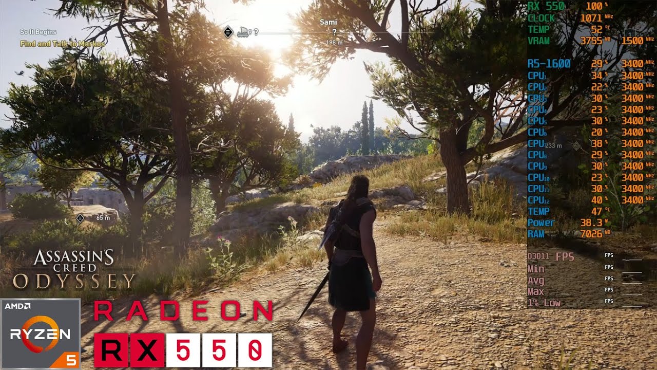 Assassin's Creed Odyssey | RX 550 4GB | Ryzen 5 1600 - YouTube