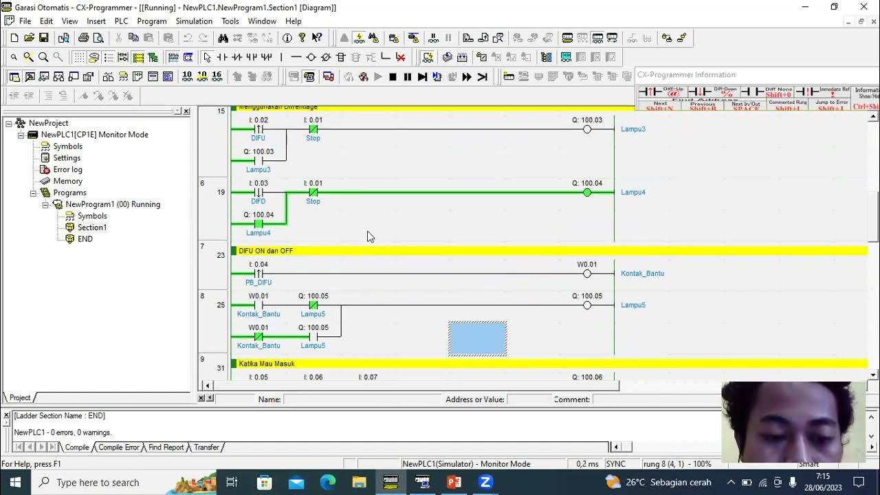 Ladder Diagram PLC DIFU, DIFD dan Garasi Otomatis - YouTube