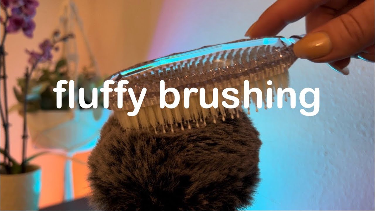hard bristle brush on fluffy mic ASMR - YouTube