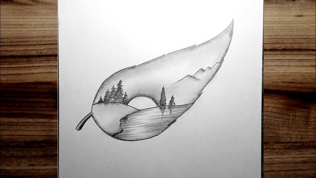 Qalamda oson manzara chizish / Easy landscape drawing in pencil / #easy ...
