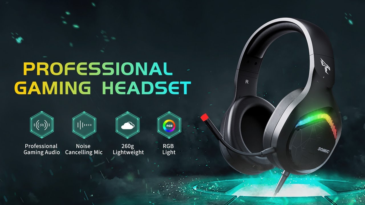 SOMIC G310 Gaming Headset with Mic, Noise Cancelling Headphone, RGB ...