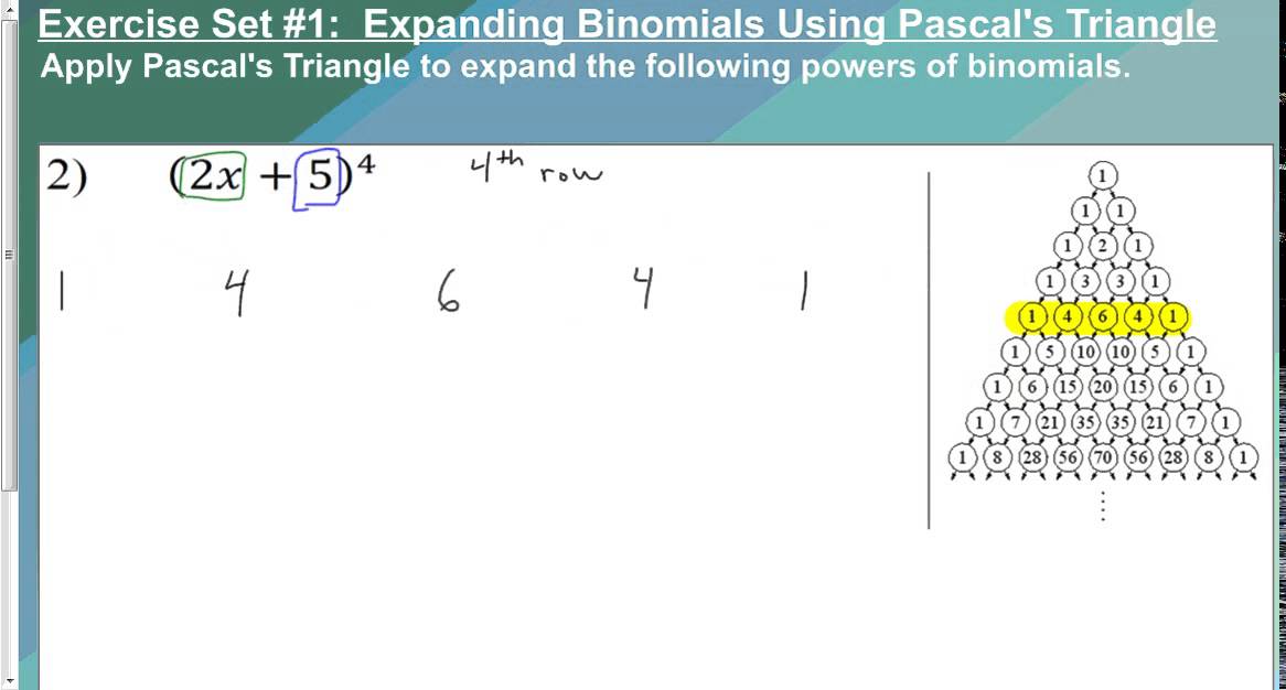 Lesson 9 6 Binomial Expansion using Pascals Triangle - YouTube