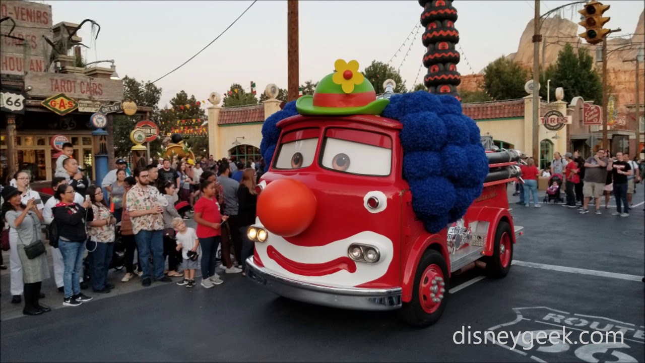 DCA: Red as a Clown for Haul-O-Ween in Cars Land - YouTube