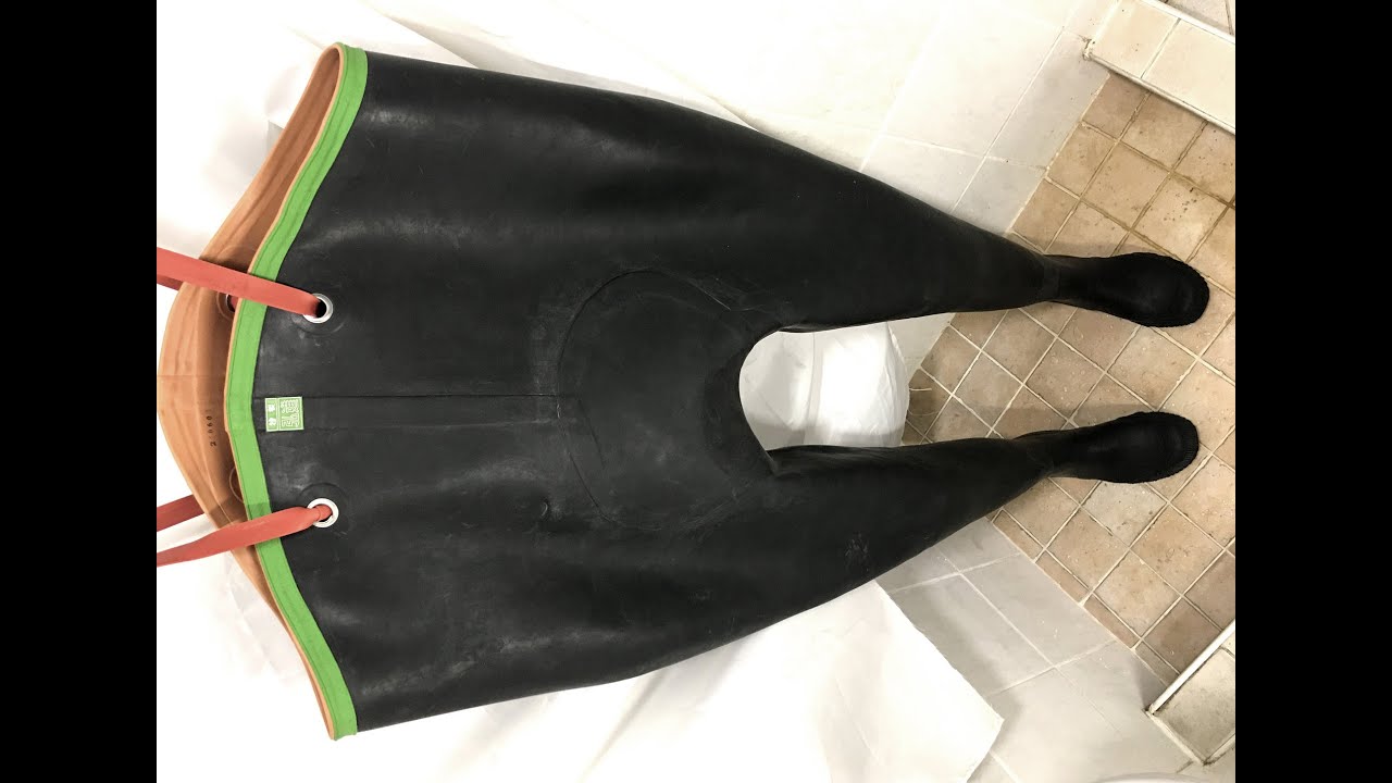 VERY HEAVY PURE RUBBER THICK SOFT UNLINED WADERS GUMMIANZUG WATHOSE ...