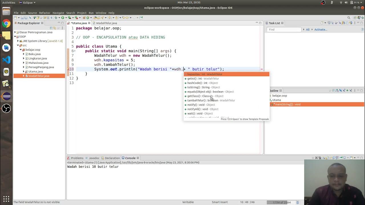 Pemrograman Java: PBO 04, Encapsulation bag. 1 Data Hiding - YouTube